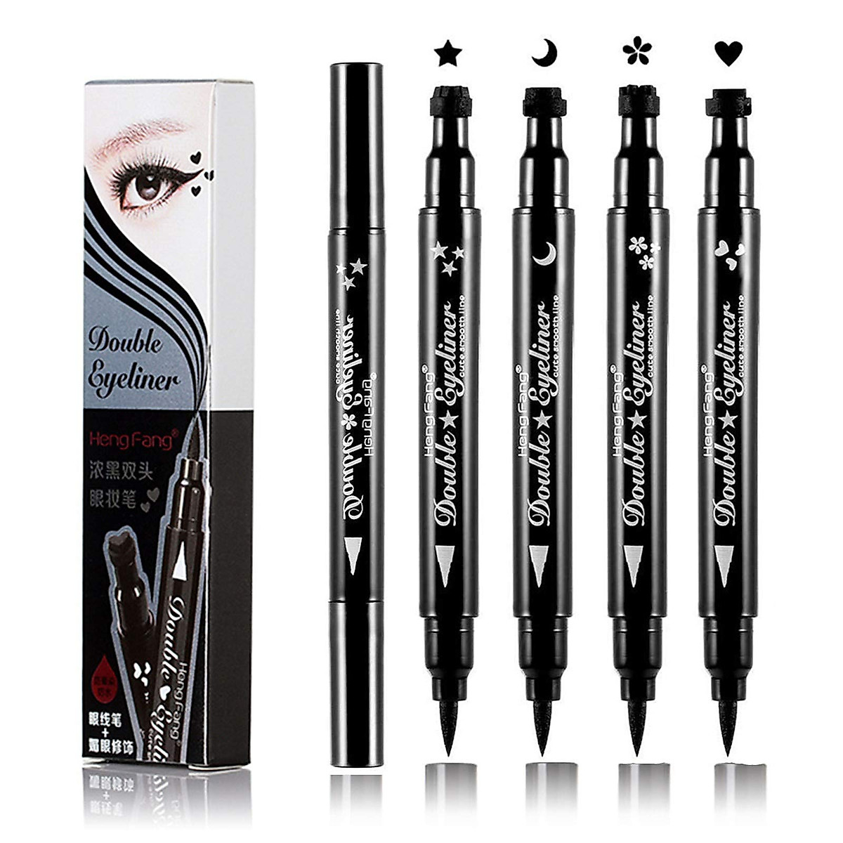 LGSZGDCN Double-headed Eyeliner Stamp Winged,Waterproof and Smudge proof 4 Pens Eyeliner Stamp. Perfect Wing Cat Eye Stamp, Long Lasting Liquid Eye Liner, Hypoallergenic and Easy to Use