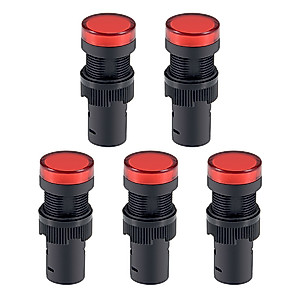 uxcell 5Pcs Red Indicator Light AC/DC 24V, 16mm Panel Mount, for Electrical Control Panel, HVAC, DIY Projects