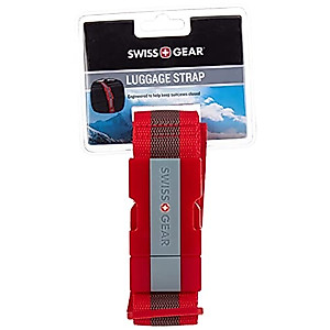 SwissGear Adjustable Luggage Strap with Snap-Lock Buckle - Fits Bags up to 72-Inches, One Size, Red