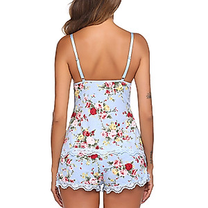 Avidlove Women's Two Pieces Pajama Set Cami Pjs Shorts with Shirt Modal Sleepwear Set Floral Print