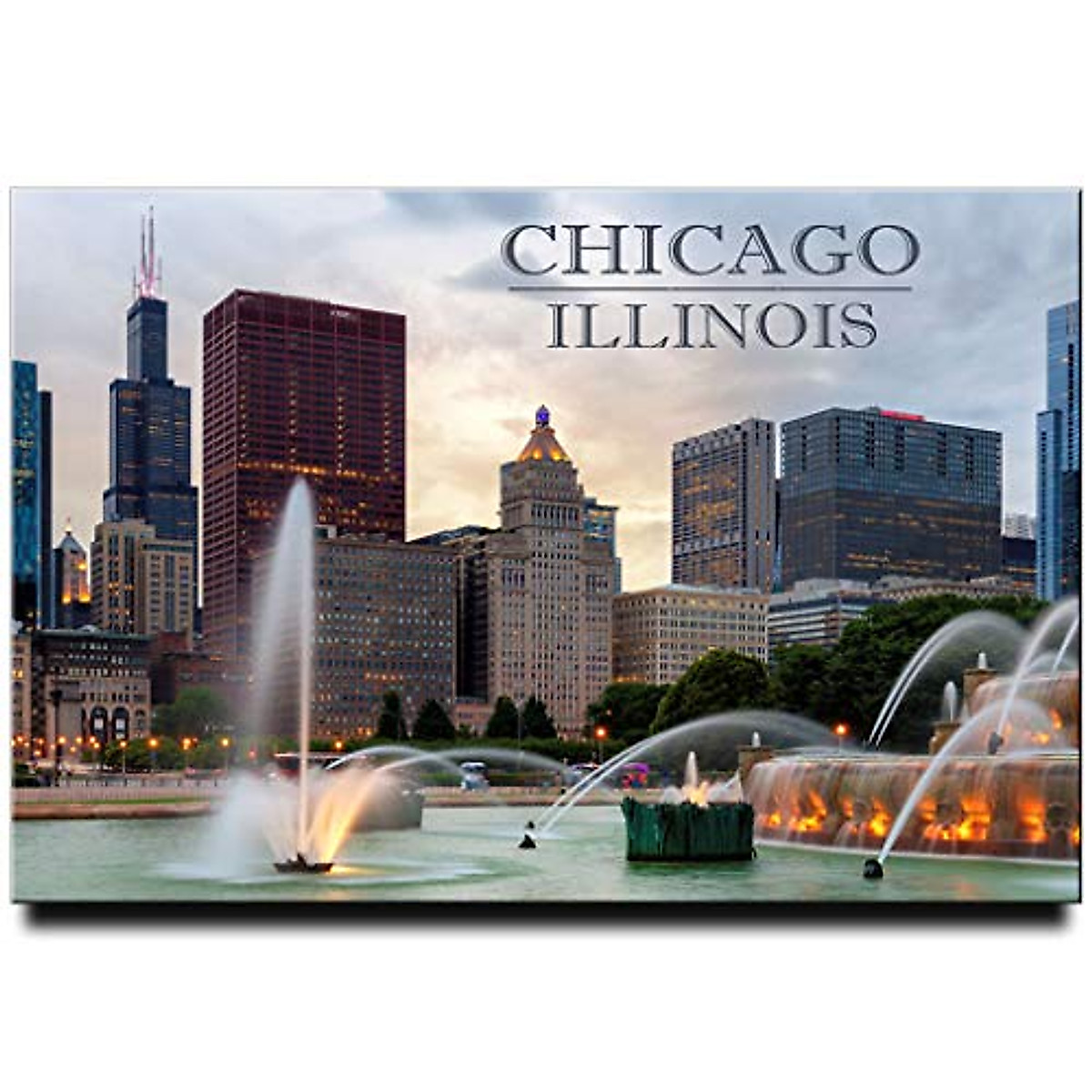Chicago Fridge Magnet Illinois Travel Souvenir Buckingham Fountain