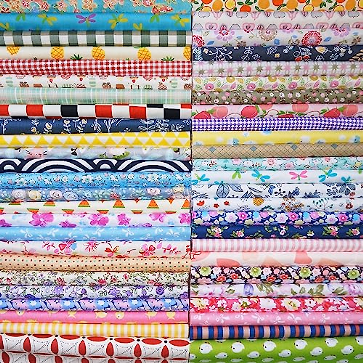 levylisa Pre Cut Assorted Printed Cotton Fabric Patchwork Fabric Quarter Bundle Patchwork Quilting Fabric Sets Sewing Fabric Patchwork Flower Dots DIY Quilting Handmade Craft 11.8” x 11.8”