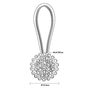 Lewondr Curtain tie Magnetic, 1 Pair Sparkling Crystal Flower Curtain Tieback Stretchy Curtain Buckle Clips Curtain Bind Stainless Spring Wire Magnetic Drapery Holder - Silver