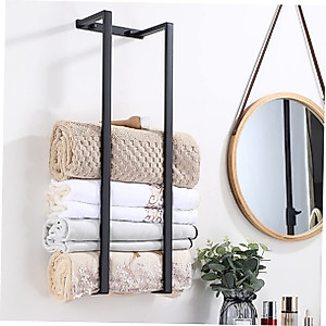 Unomor Towel Roll Storage Rack Hanger Stand Wall Mounted Shelves Wall Mount Towel Hanger Organizer Towel Mounted Towel Shelf for Bathroom Blanket Ladder Towels 304 Stainless Steel Black