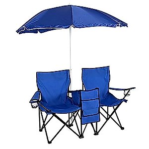 Foldable Beach Camping Chair with Canopy Shade Outdoor Folding Picnic Chair