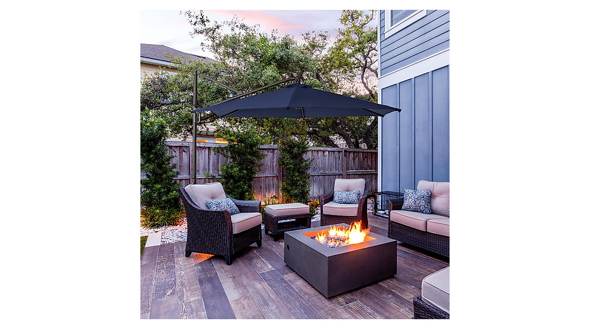 Tempera 10ft Deluxe Cantilever Umbrella, Offset Umbrella with 360° Rotation, 3-year Nonfading ...