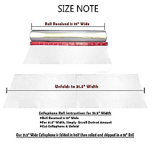 Borningfire Clear Wrap Cellophane 31.5 In x 100 Ft Folded in Half on 16" Roll, Clear Cellophane Wrapping Paper for Gift Baskets Arts Crafts Flowers Treats Christmas Holiday Party Decorations