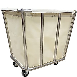 XIJIXILI Commercial Laundry Cart with 4 Inch Wheels Heavy Duty Basket Trucks 10 Bushel (350L) Large Industrial Rolling Laundry Cart Hamper with Removable Liner Bag 260 LBS Weight Capacity