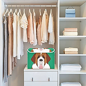 innewgogo Saint Bernard Dog Storage Bins with Lids for Organizing Cube Cubby with Handles Oxford Cloth Storage Cube Box for Pets Toys