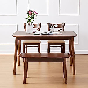 Livinia Aslan 47" Malaysian Oak Rectangular Wooden Dining Table/Solid Wood Kitchen Desk (Walnut)