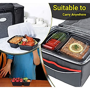 Neez 28 Oz Pack of 10-2 Compartment Meal Prep Containers with Lids - Food Storage Bento Box BPA Free - Reusable, Disposable, Microwavable & Stackable - Plastic