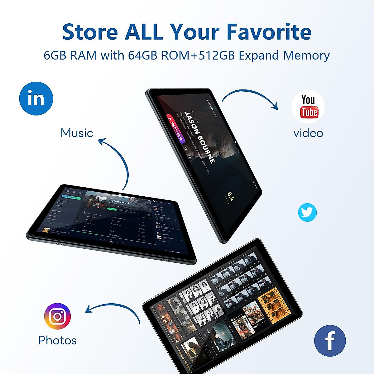 ECOPAD 10.1 inch Android 13 Tablet PC, 6GB RAM 64GB ROM 512GB Expand,Quad-Core Tablets,IPS HD Touch Screen and Dual Speakers,Google Certificated Wi-Fi Tablets,Dual Camera,6000mAh (Gray)