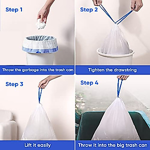 Trash Bag 8 Gallon Medium Drawstring Garbage Bags for 8 Gallon Trash Cans, Kitchen Bedroom Bathroom Living room Office Restaurant Thickened Stretchy (60 Count)