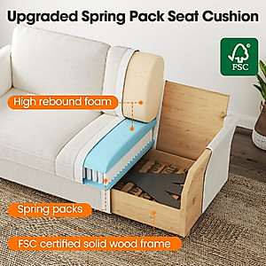 Vesgantti Loveseat Sofa, 70 inch Beige Couch, Modern Comfy Sofa with Deep Seat Soft Cushions, Small Sofa Couches for Living Room, Apartment, Office, Small Spaces, Tool-Free Assembly (70 Inch, Beige)