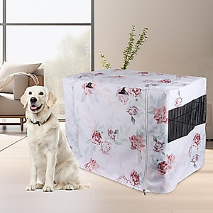 Pethiy Dog Crate Cover Durable Polyester Pet Kennel Cover Universal Fit for Wire Dog Crate - Fits Most 30 inch Dog Crates - Cover only-Flower-30