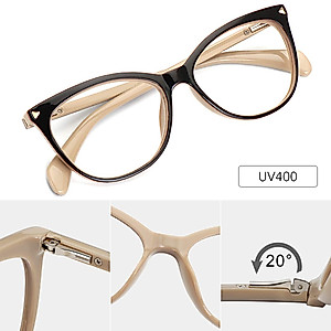 MEETSUN Non Prescription Glasses Frames For Women，Retro Cateye Fake Eyeglasses HD Clear Lens (Dark Brown Frame Clear Lens)