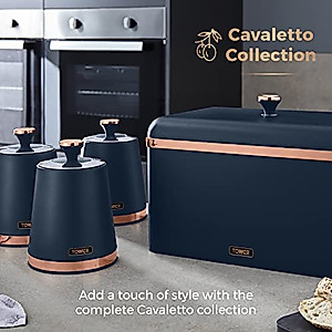Tower T826131MNB Cavaletto Set of 3 Storage Canisters for Tea/Coffee/Sugar, Steel, Midnight Blue and Rose Gold
