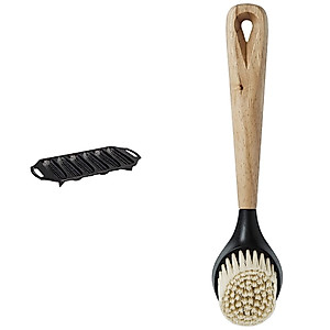 Lodge 6 Impressions Cast Iron Cornstick Pan & SCRBRSH Scrub Brush, 10-Inch