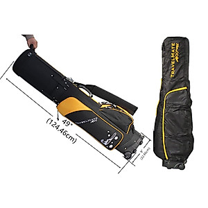A99Golf Travel Mate with Skin Cover Wheeled W. TSA Lock Air Porter Golf Travel Bag cart Bag Travel Cover Golf Bag (Blk/Gold)