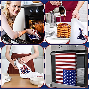 Patelai 4 Pcs Patriotic Kitchen Towels 4th of July Kitchen Dish Towels Memorial Day Bath Hand Towels Farmhouse Red White Blue Tea Towels Independence Day Star Kitchen Towels for Kitchen Bathroom Home