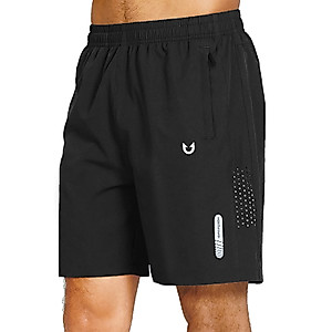 NORTHYARD Men's Athletic Running Shorts Quick Dry Workout Shorts 7"/ 5"/ 9" Lightweight Sports Gym Basketball Shorts Hiking Exercise Black L