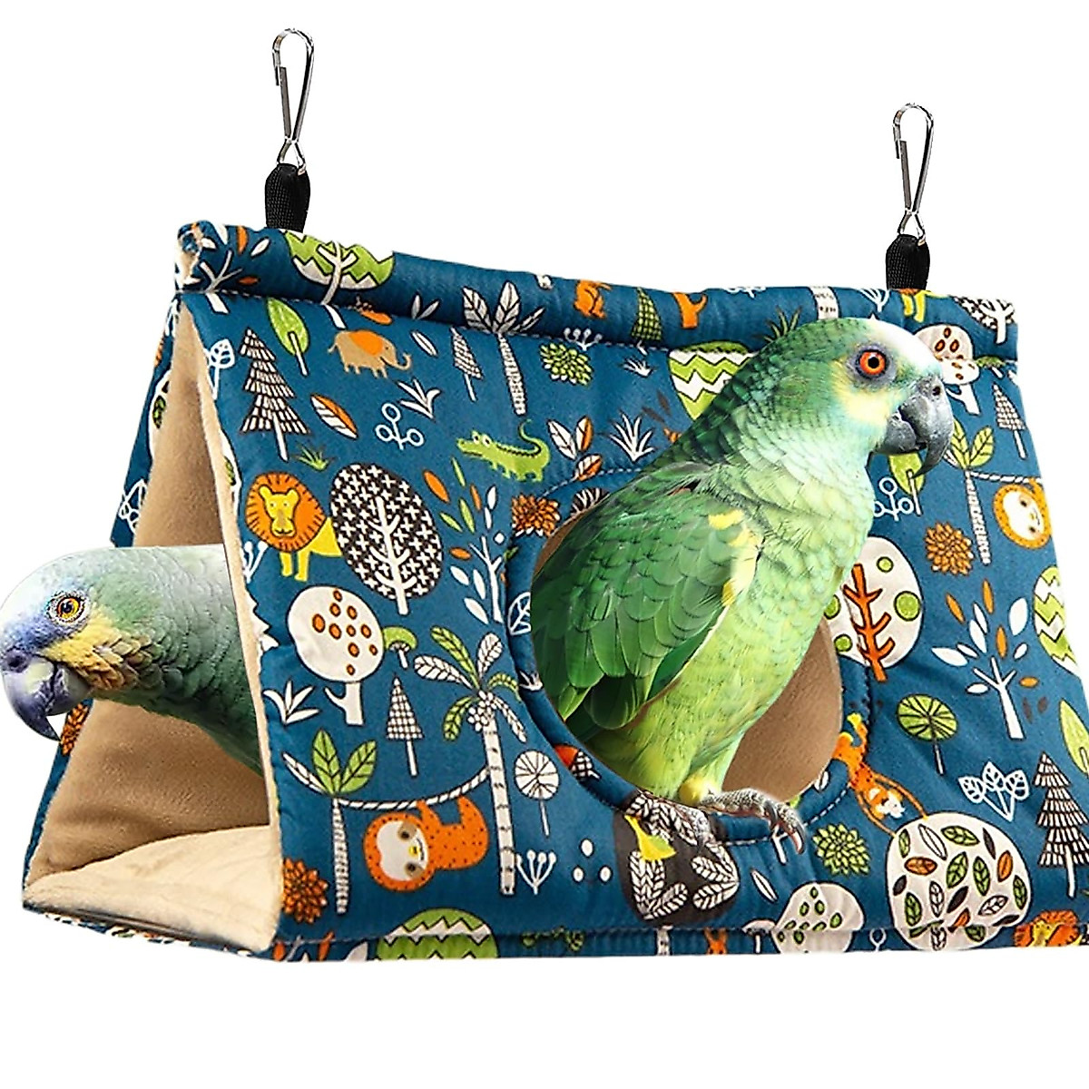 Bird Nest Winter Warm House Hanging Hammock Velvet Shed Hut Cage Bird Plush Fluffy Hideaway Sleeping Bed Fuzzy for African Grey Cockatoo Parrot Parakeet Cockatiels Budgies Parakeets (Small, Blue)