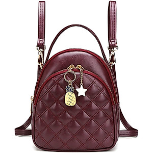 Mini Backpack Purse,VONXURY Fashion Small Leather Quilt Backpack Convertible Casual Travel Daypack for Women Ladies Girls