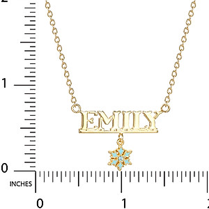 Disney Frozen Elsa Custom Name Snowflake Necklace - 14k Gold Over Sterling Silver Name Necklace Personalized - Elsa Snowflake Customized Jewelry