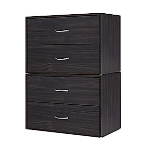 Giantex Stackable 2-Drawer Dressers for Bedroom - Short Dresser Two Drawer Storage Cabinet w/Handles & Anti-Topping Device, Small Dresser Chest of 2 Drawers for Closet Bedroom (2, Espresso)