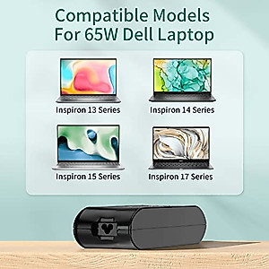 65W AC Adapter Charger Replacement for DELL Inspiron 15 1564 1501 1520 1521 1525 1526 1546 3520 3521 3531 3537 3541 3542 5542 5543 5545 5547 5548 5580 7547 7548 15R SE 7520 5520 5521 Laptop Power Cord