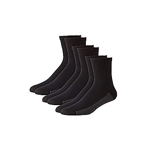 KingSize Men's Big & Tall 1/4 Length Cushioned Crew Socks 3-Pack - 2XL, Black
