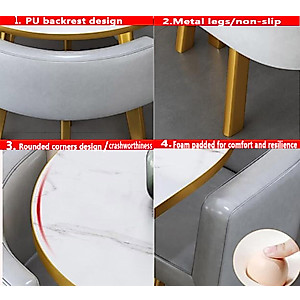 Small Conference Room Negotiation Table Sets,marble Round Table and PU backrest Chair Sets5-Piece,Office Reception Round Table and lounge chair Set,Coffee Table and Chair Set,for Family Apartment