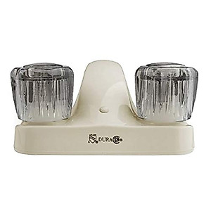 Dura Faucet DF-PL700S-BQ RV Bathroom Faucet with Smoked Acrylic Knobs (Bisque Parchment)