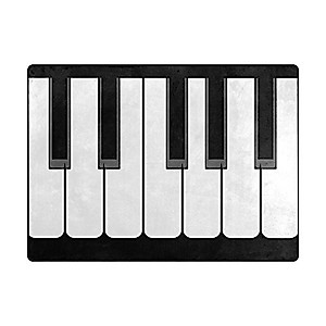 ALAZA Music Piano Keys Black White Area Rug Rugs for Living Room Bedroom 7' x 5'