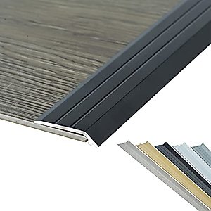 Floor Transition Strip Flooring Edge Trim, Doorways Transition Strip for Vinyl/Laminate/Hardwood Floors, Aluminum Carpet Tile Edging Trim, 2.5cm Width Entry Threshold Ramp ( Color : Black , Size : Len