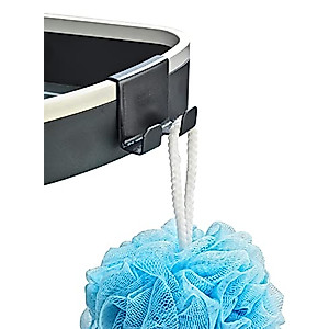 WENKO Tension Corner Shower Caddy 3 Pole and Baskets für Shampoo, Conditioner, Soap with Hooks for Razors, Towels, Blue