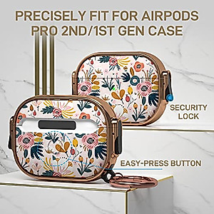 Maxjoy for Airpods Pro 2nd/1st Generation Case Cover, Flower Hard Cute AirPod Pro 2 Case for Women Men with Keychain Protective Shockproof Cover for AirPods Pro(2022/2019)