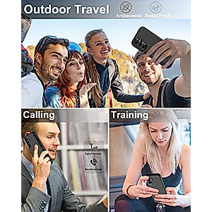 Dahkoiz for Samsung Galaxy A14 5G Case, with Tempered Glass Screen Protector and Dust-Proof Port Cover, Full Body Protection Rubber Cover Phone Case for Samsung Galaxy A14 5G, Black/Black