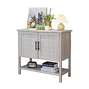 LUSUOWLZ Sideboard Storage Cabinet with USB Charger, Console Table with 2 Tire, Wooden Accent Buffet Cabinet, Console Table for Hallway Living Room & Kitchen…