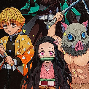 Surreal Entertainment Demon Slayer Group 45 x 60 Inch Fleece Throw Blanket Black