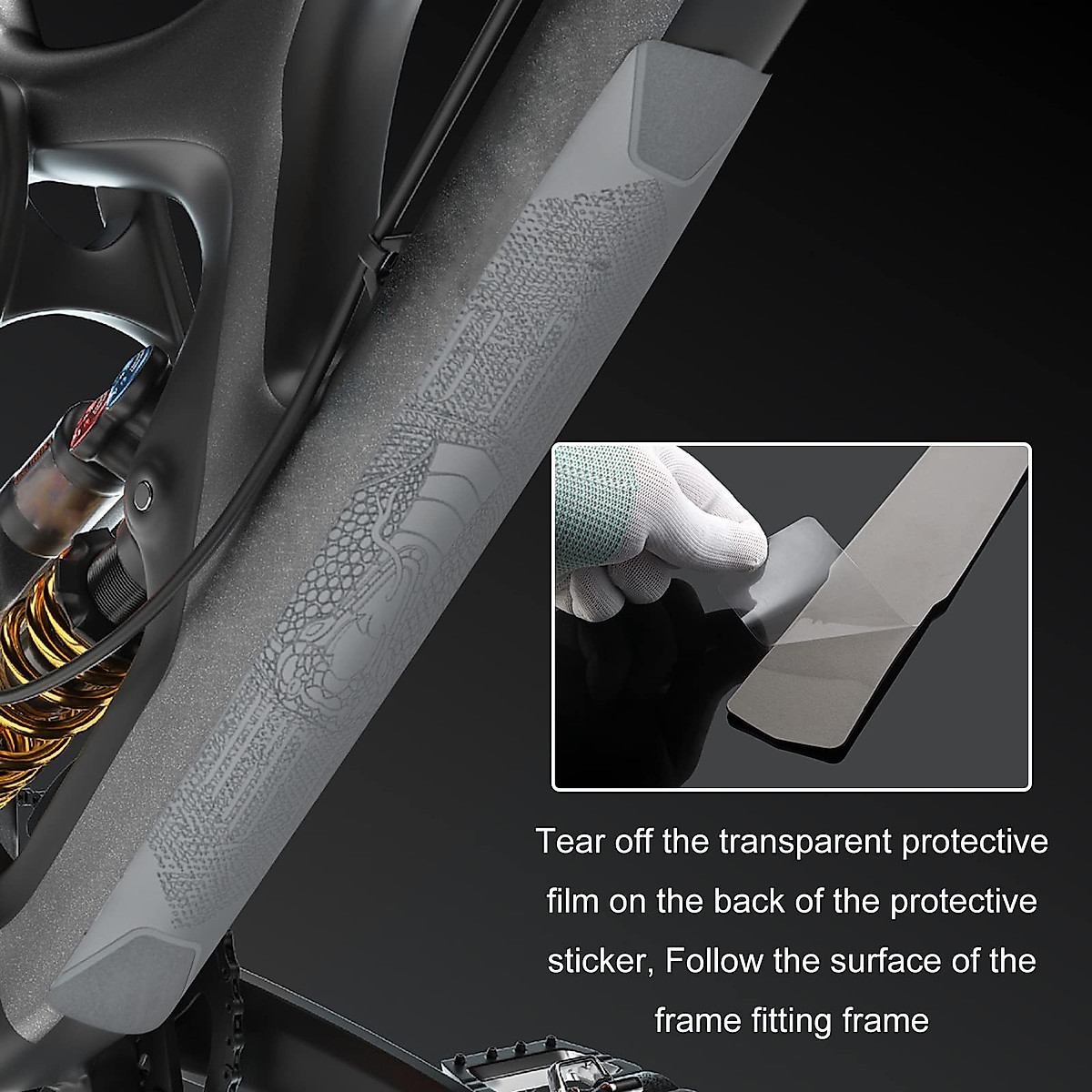 kingsea Mountain Bike Frame Protector,3M MTB Bicycle Down Tube Frame Guard for Mountain Bike Road Bike from Collision and Scratch(Snake Grey)