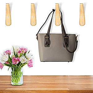 4 Pieces Wooden Coat Hooks Wall-Mounted Natural Wood Wall Hanger Simple Modern V Shape Wall Mount Stor (Wood Color)