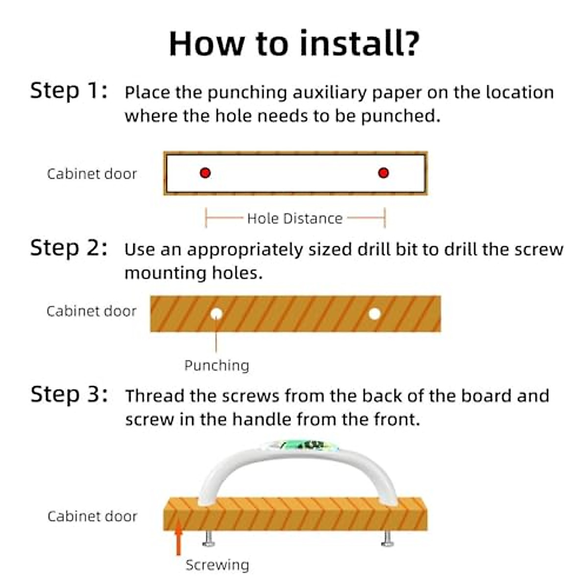 Pull Handle Fence Handle Long Cabinet Handles for Interior, Closet, Drawer, Outdoor, Garage, Colorful Tropical Design
