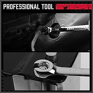 4-Piece Flare Nut Wrench Set - SAE Brake Line Wrench 1/4, 5/16, 3/8, 7/16, 1/2, 9/16, 5/8, 11/16-inch, Professional Offset Heads, Portable Organizer Pouch Included