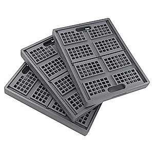 Nesmilers 3 Packs Plastic Collapsible Crates Folding Baskets Organizing Bin (32 L)
