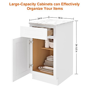 ROOMTEC Kitchen Base Cabinets, Sideboard Storage Cabinet, Entryway Cabinet with Soft Closing Doors 18" W X 24" D X 34-1/2"H