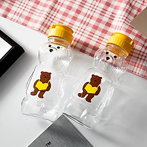 8 Oz Plastic Bear Honey Bottle Jars, Empty Honey Squeeze Bottle with Flip-top Lid for Storing and Dispensing, Yellow (NM003)