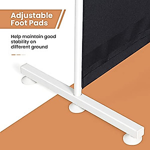 Nightcore 6 Ft Room Divider, 6 Panel Folding Wall Divider, Freestanding Partition with Adjustable Foot Pads, Perfect Privacy Screen for Home Office (Black)