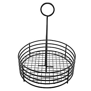 G.E.T. Enterprises Black Round Stainless Steel Condiment Caddy Iron Teflon Coated Table Caddies Collection 4-31850 (Pack of 1)
