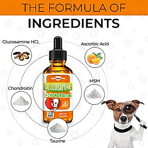 Glucosamine for Dogs ✿ Dog Joint Supplement ✿ Hip and Joint Supplement Dogs ✿ Glucosamine Chondroitin for Dogs ✿ Liquid Glucosamine for Dogs ✿ Glucosamine Chondroitin Dogs ✿ Bacon Flavor ✿ 2 Oz